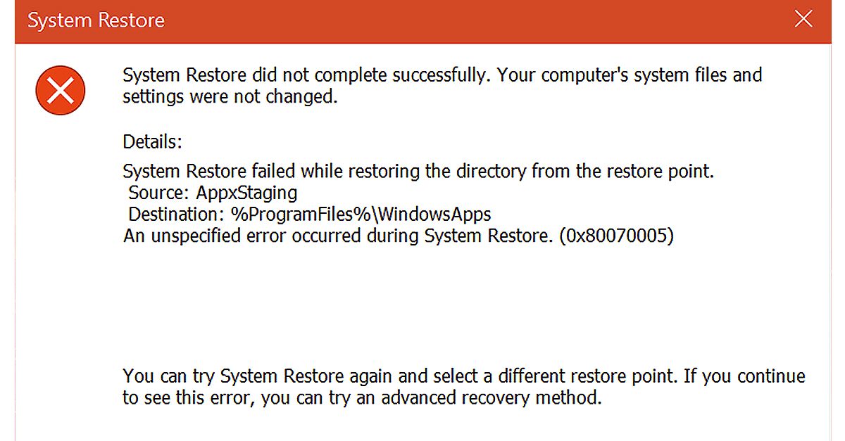 Fix the System Restore Not Working Malfunction. - ErrorTools