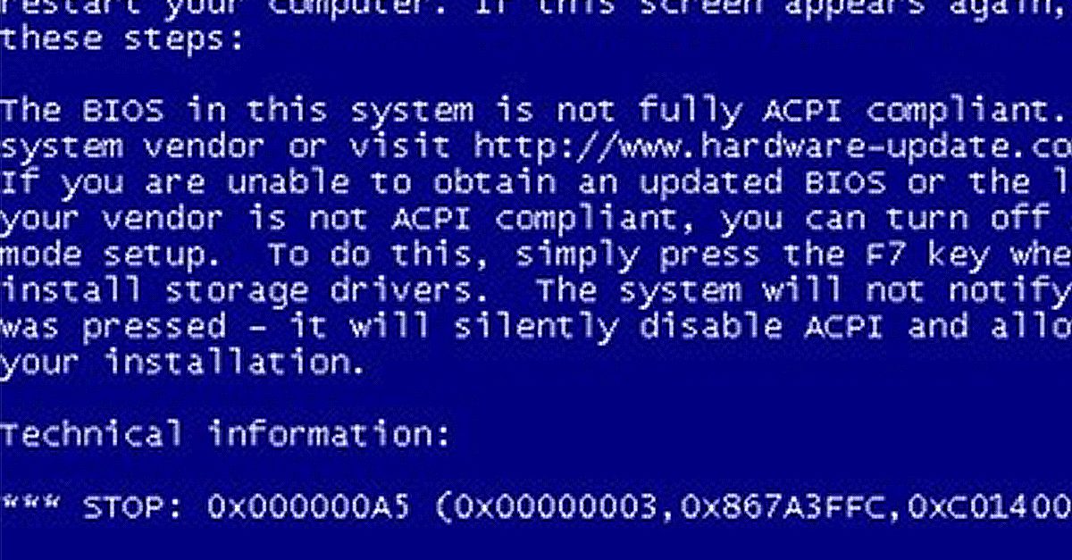 دليل سهل لإصلاح رمز الخطأ 0x000000A5 - ErrorTools
