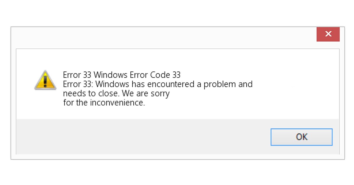 How To Repair Error Code 33 ErrorTools