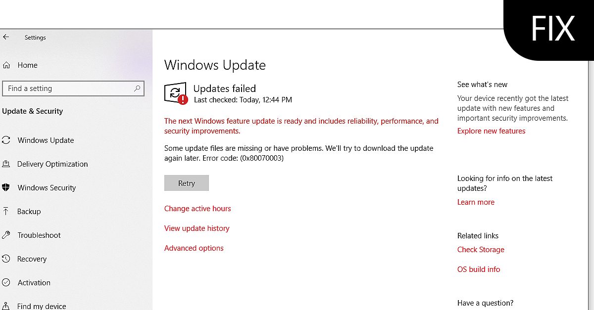 উইন্ডোজ 10 আপডেট ত্রুটি 0x80070003, 0x20007 মেরামত করুন - ErrorTools