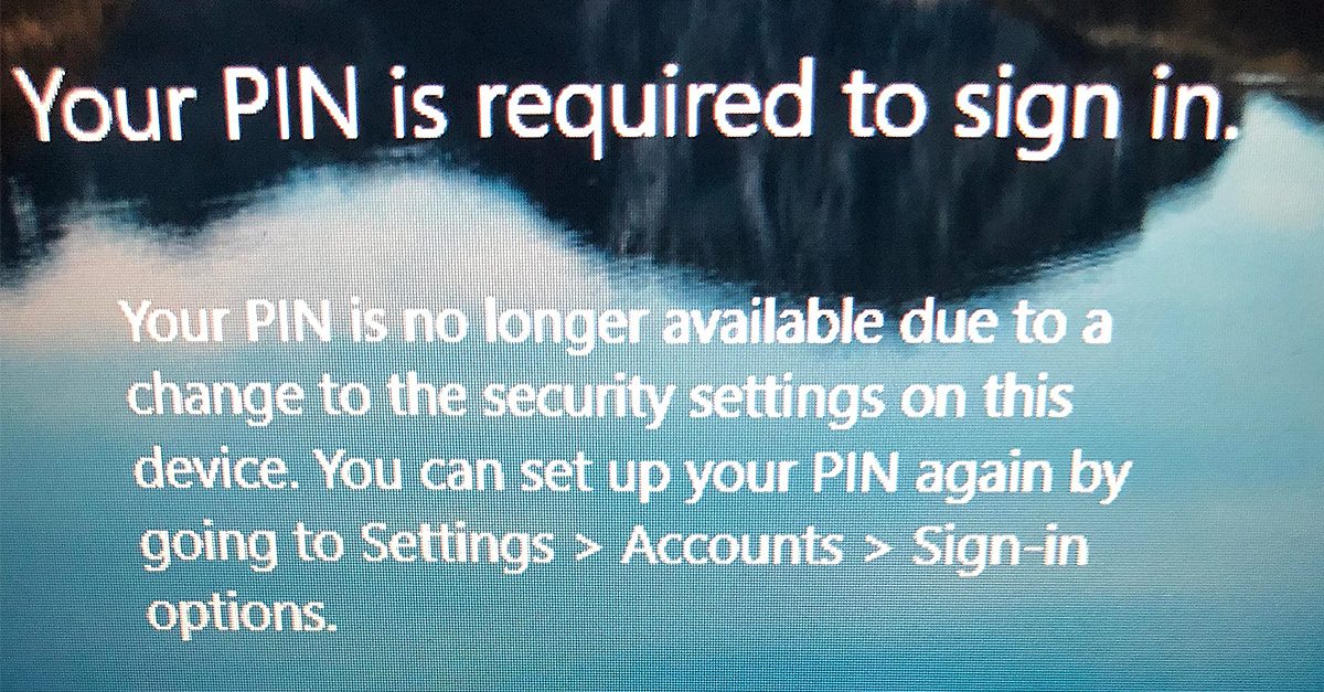 Corrigir seu PIN não está mais disponível no Windows - ErrorTools