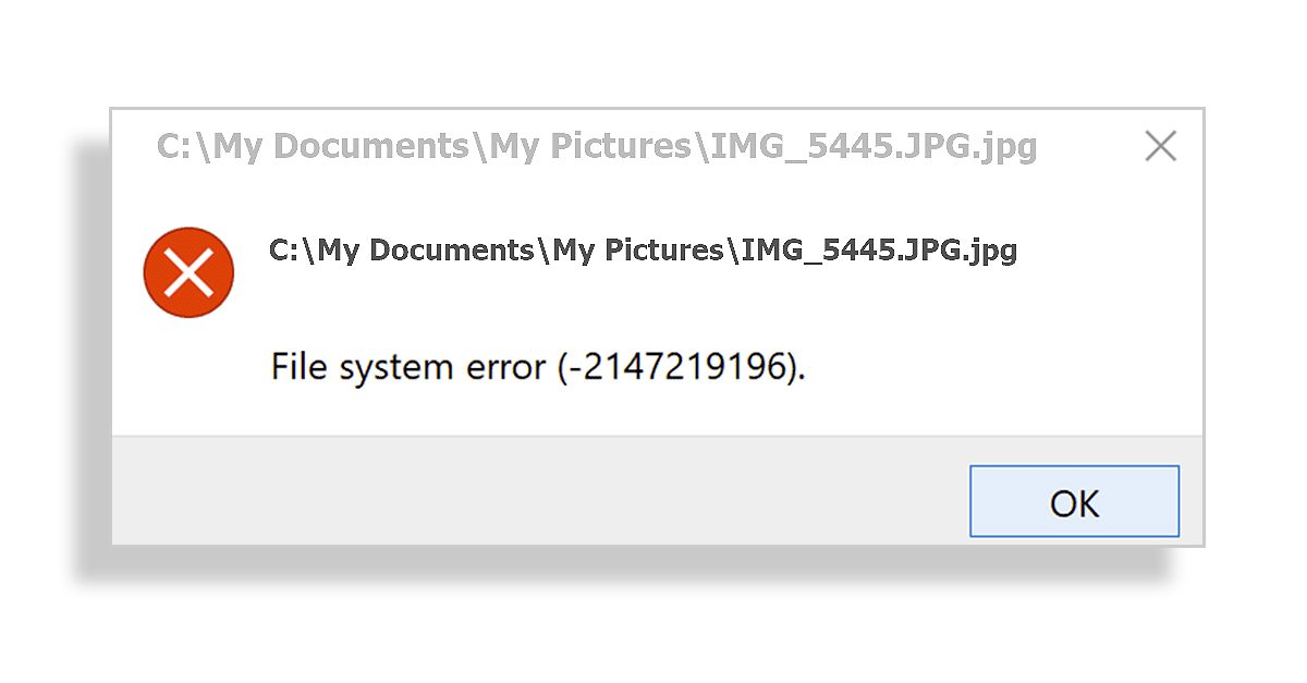 파일 시스템 오류 2147219196 수정 방법 - ErrorTools