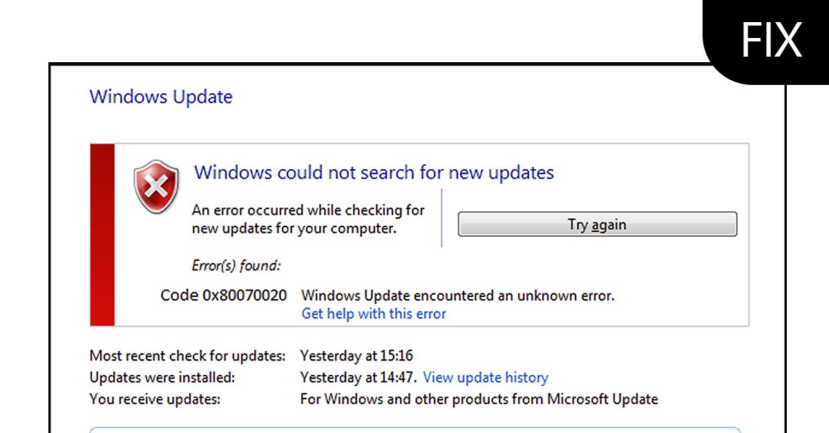 Solucionar el error de instalación de Windows Update 0x80070020 ...