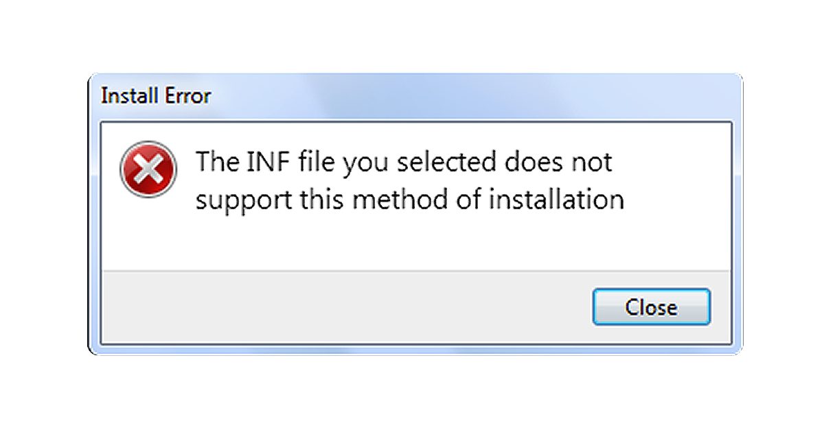INF 파일은 이 설치를 지원하지 않습니다. - ErrorTools