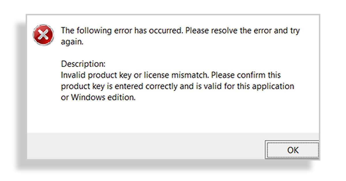 Corrigir chave de produto inválida ou incompatibilidade de versão ...