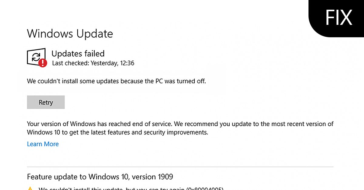 Fix We couldn’t install some updates - ErrorTools
