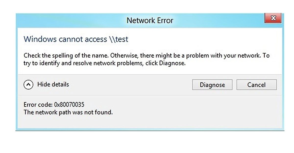 Erreur : 0x80070035. Le chemin réseau n'a pas été trouvé - ErrorTools