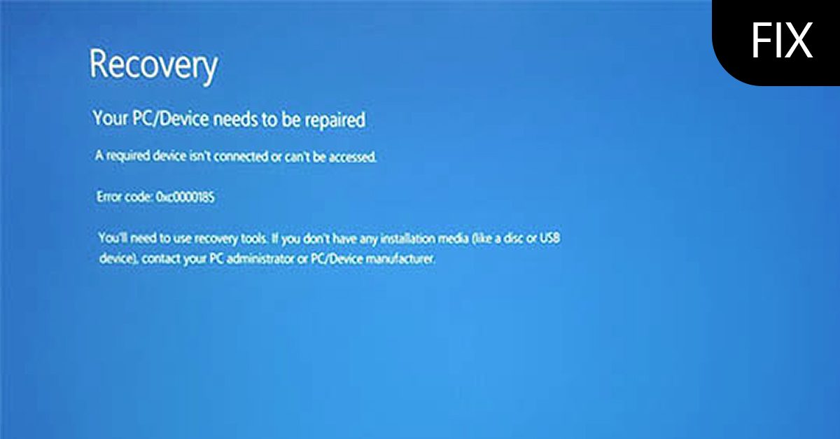 ブート構成データエラー0xc0000185を修正- ErrorTools