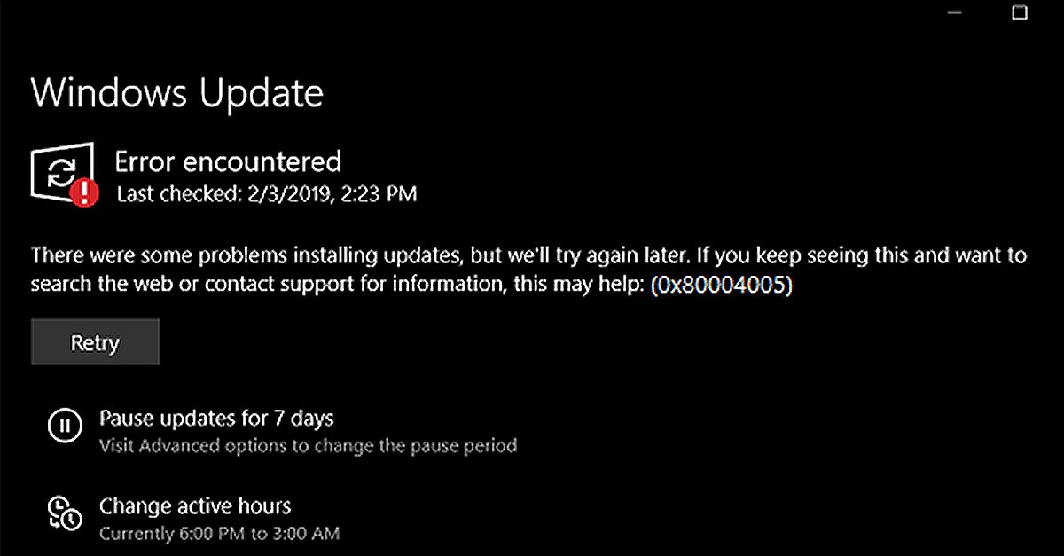 Fix Windows Update Error 0x80004005 - ErrorTools