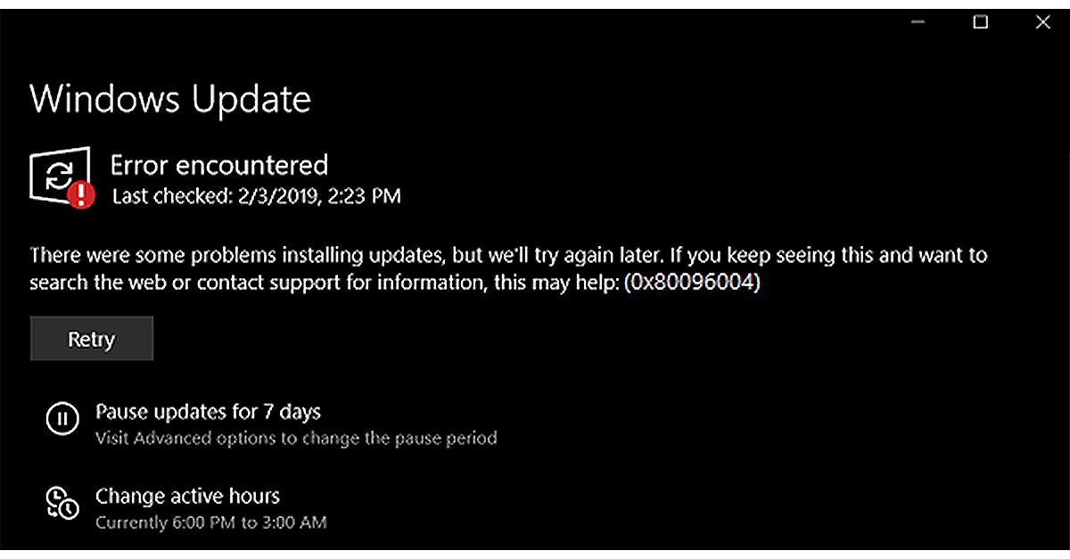 修复 Windows 更新错误 0x80096004 - ErrorTools