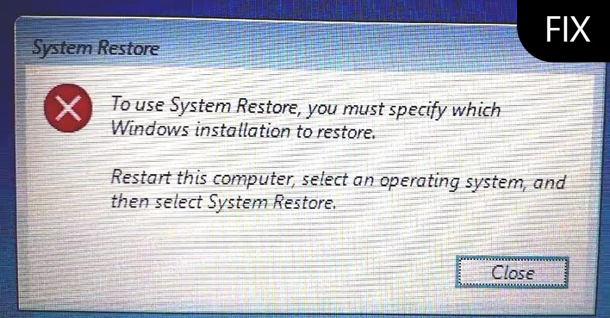 Fixing To use System Restore you must ... - ErrorTools