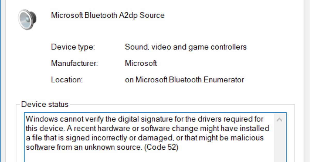 蓝牙 A2dp 源不工作代码 52 - ErrorTools