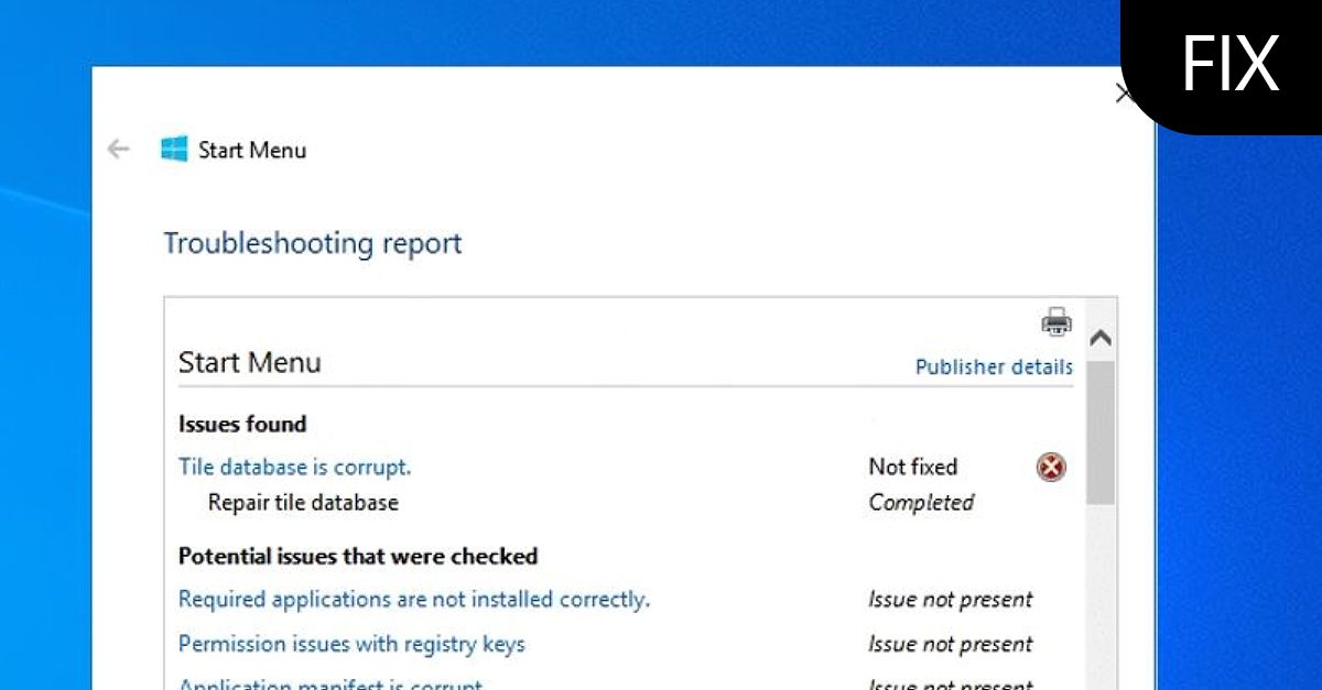 Fix Tile Database is corrupt Fout in Windows - ErrorTools