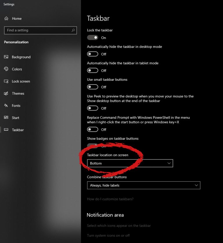 Change position of Taskbar in Windows 10 - ErrorTools